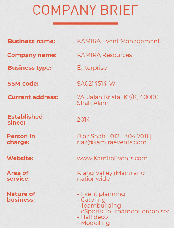 About KAMIRA Event Management About KAMIRA Event Management